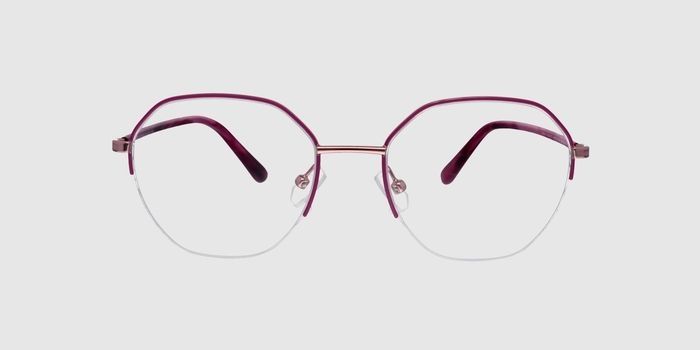Insist Vintage Transparent Half Frame Hexagon Eyeglasses E23A1179823 ...